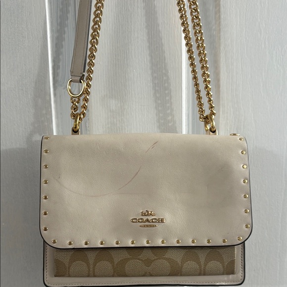 Coach | Bags | Coach Beige Studded Shoulder Bag | Poshmark